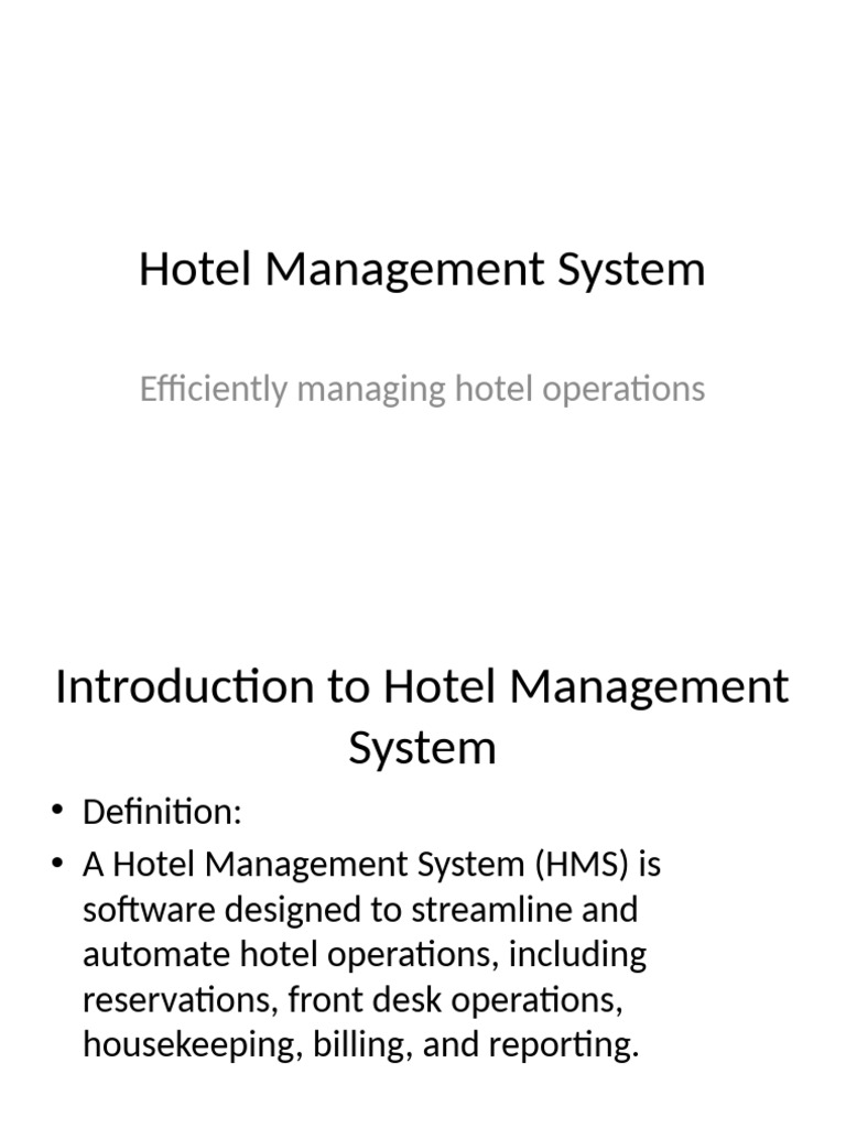 Hotel Management System Presentation | PDF