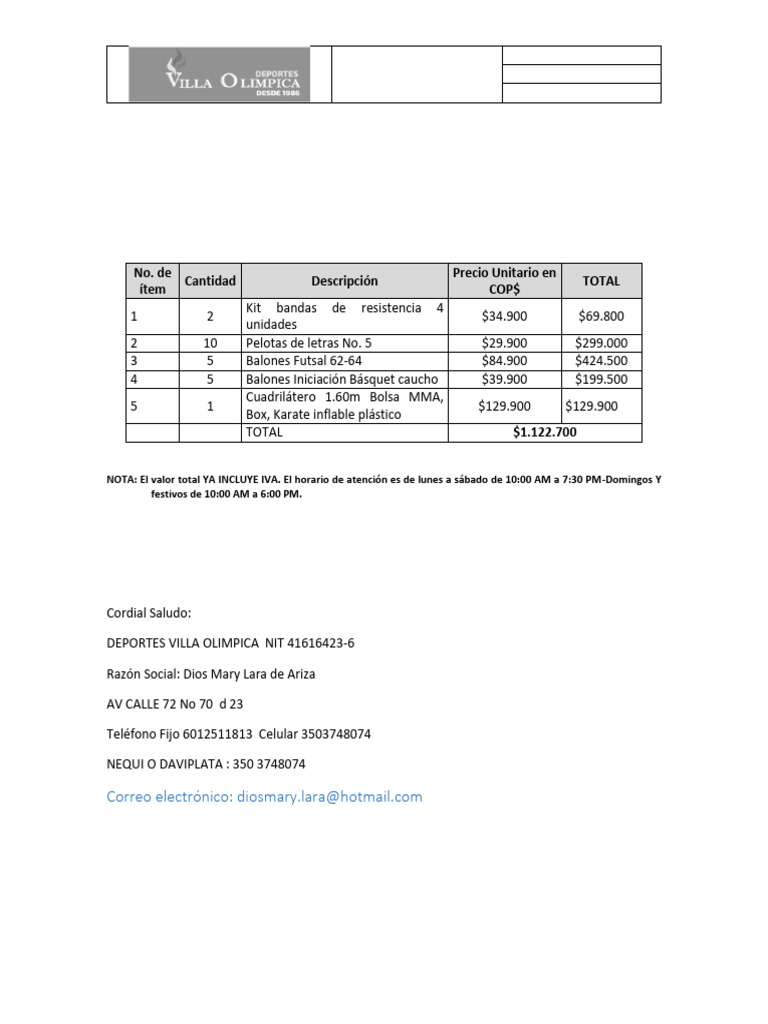 Cotización 25-047 | PDF