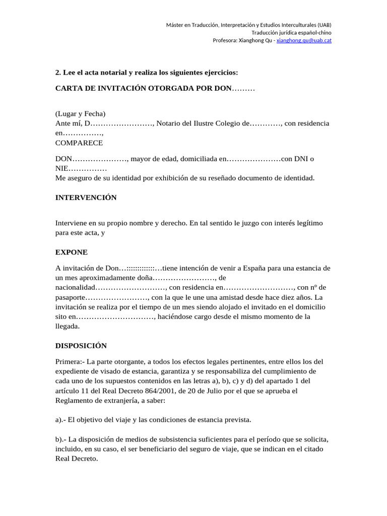 Ejercicio nº 2 (Acta notarial) (1) (1) | PDF | Justicia | Crimen y violencia