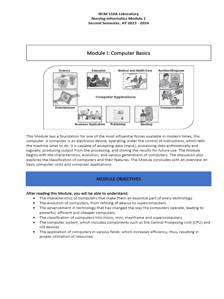 NCM-101A-Laboratory-Module-1-BASIC-COMPUTER | PDF | Input/Output | Computer Data Storage