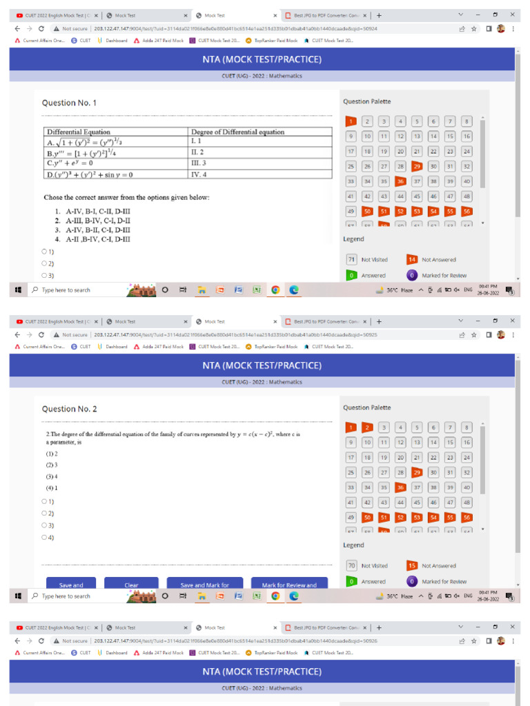 NTA Official Mock Mathematics | PDF
