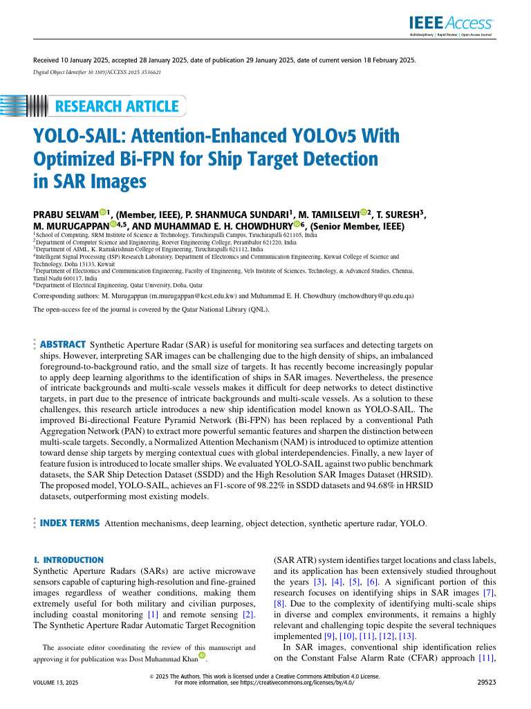 YOLO-SAIL Attention-Enhanced YOLOv5 With Optimized Bi-FPN For Ship Target Detection in SAR ...