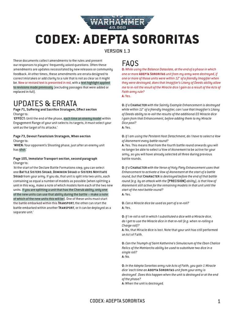 Eng wh40k Codexfaq&errata Adepta Sororitas Dec2024-2i3bkjy2mu-Gqdygdrpad | PDF