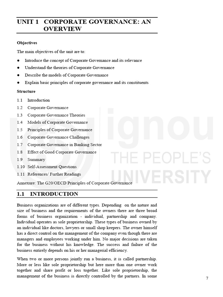 Unit-1 | PDF | Corporate Governance | Governance