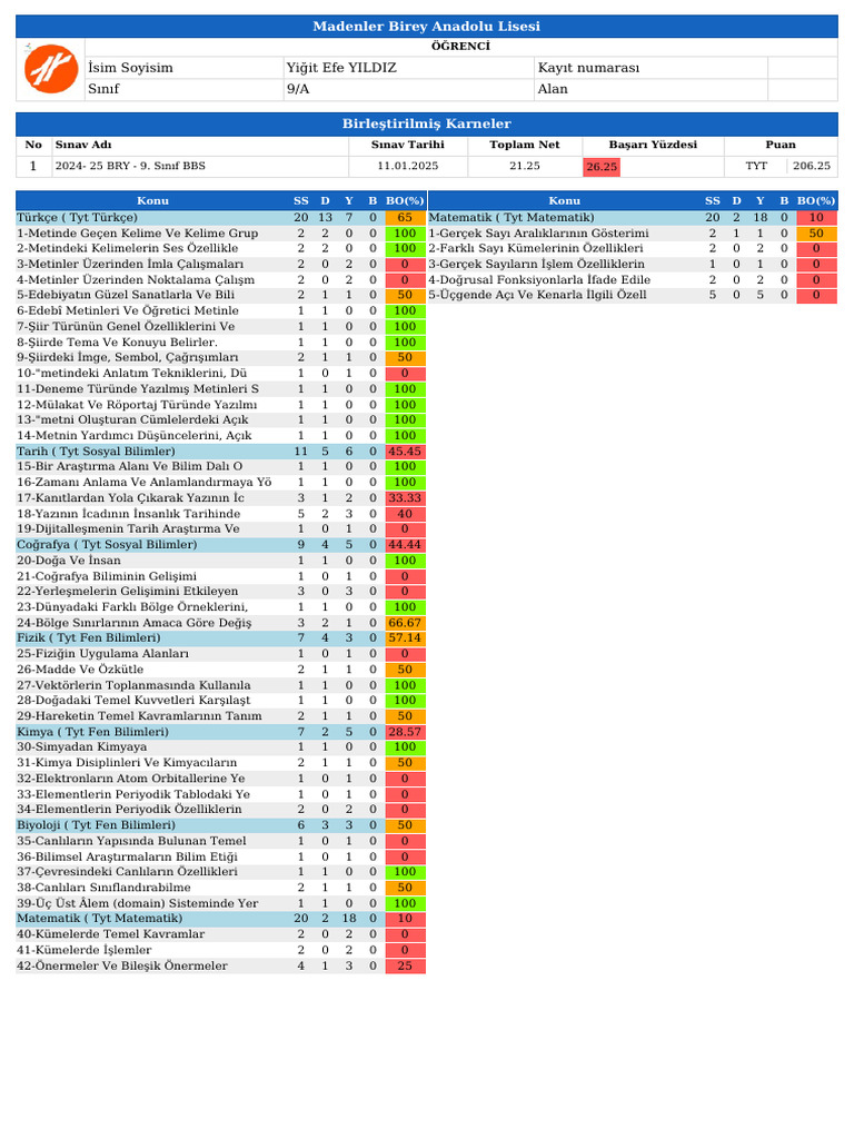 Madenler Birey Anadolu Lisesi | PDF