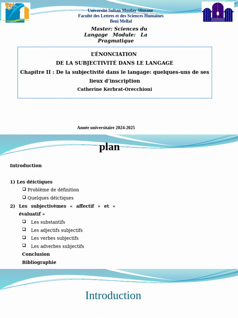 L’ÉNONCIATION DE LA SUBJECTIVITÉ DANS LE LANGAGE | PDF | Verbe | Pronom
