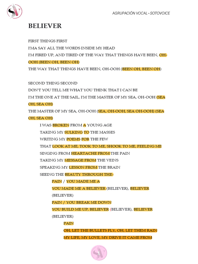 Letra Believer | PDF