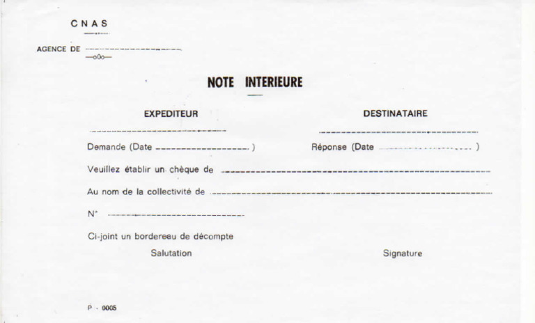 Note Intérieur P0005 | PDF