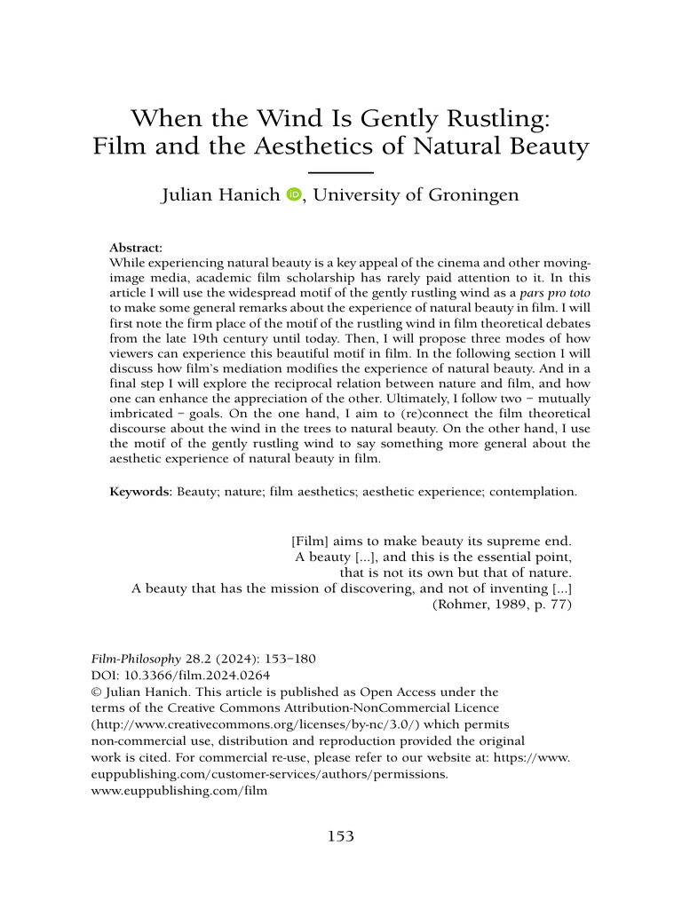 Hanich 2024 When The Wind Is Gently Rustling Film and The Aesthetics of ...