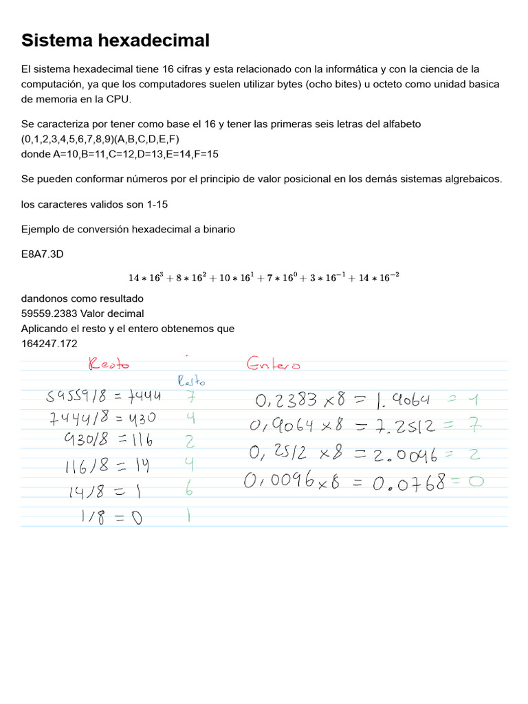 Sistema Hexadecimal | PDF