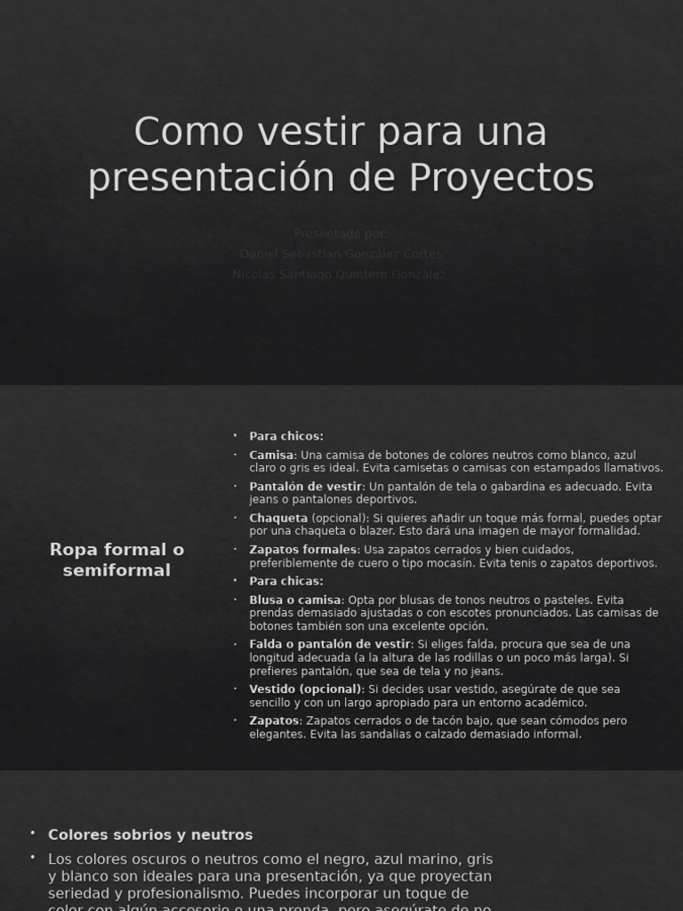 Vestimenta para Presentación de Proyecto | PDF | Ropa | Camisa