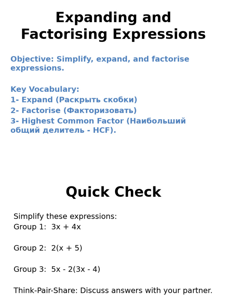 Expanding Factorising Year8 Montserrat | PDF