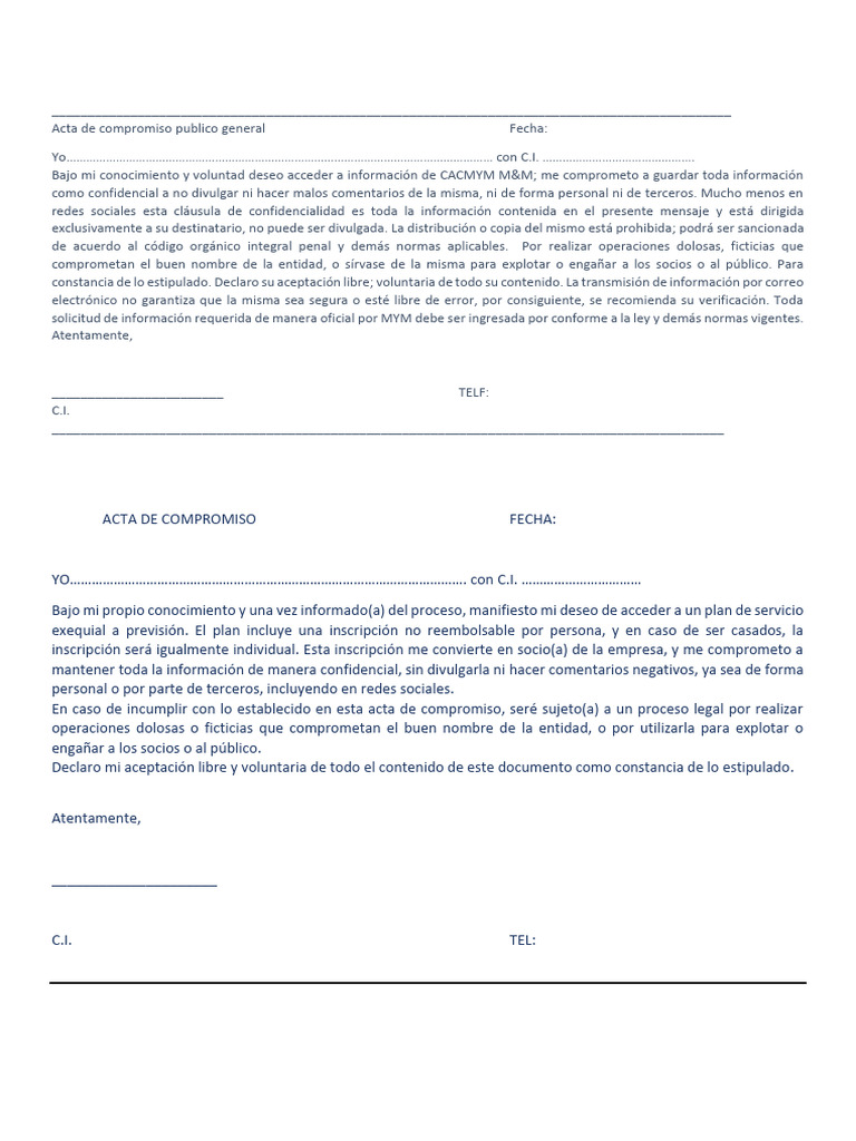 Actas de Compromiso | PDF