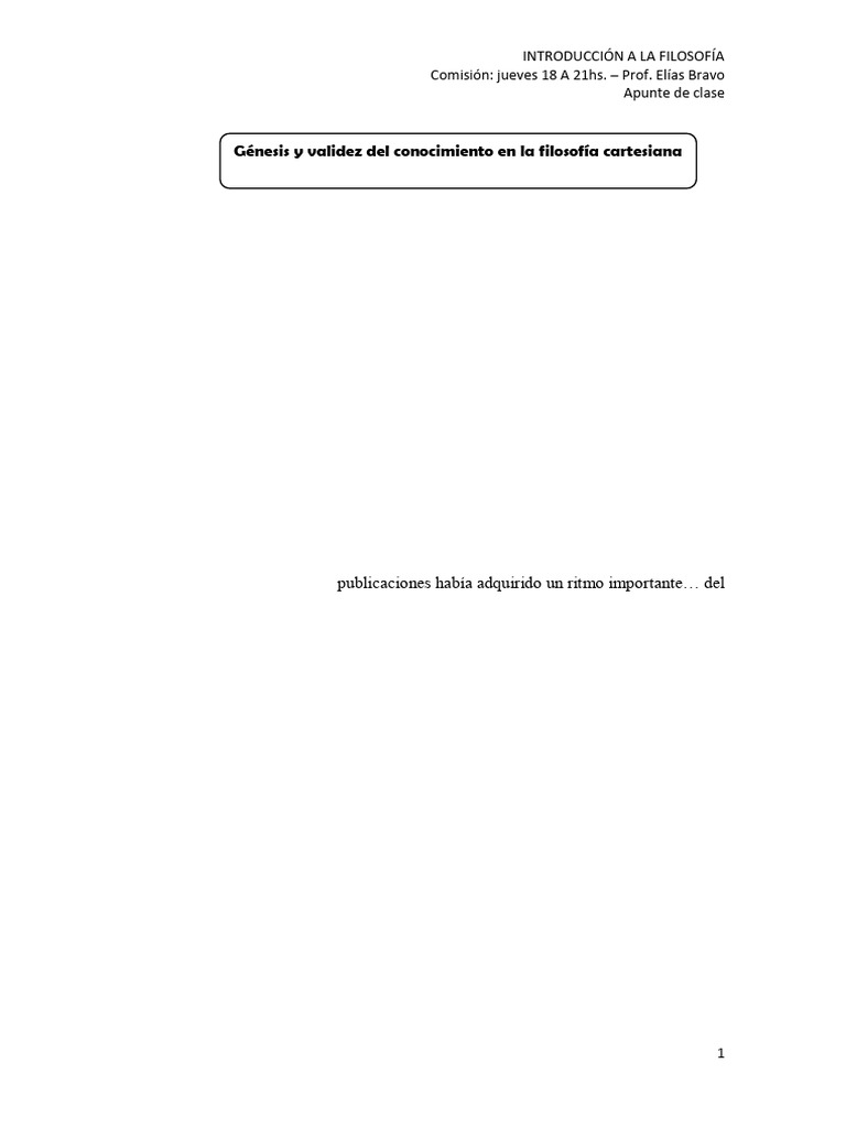 Filosofía Moderna: Descartes y la Duda | PDF | René Descartes | Certeza