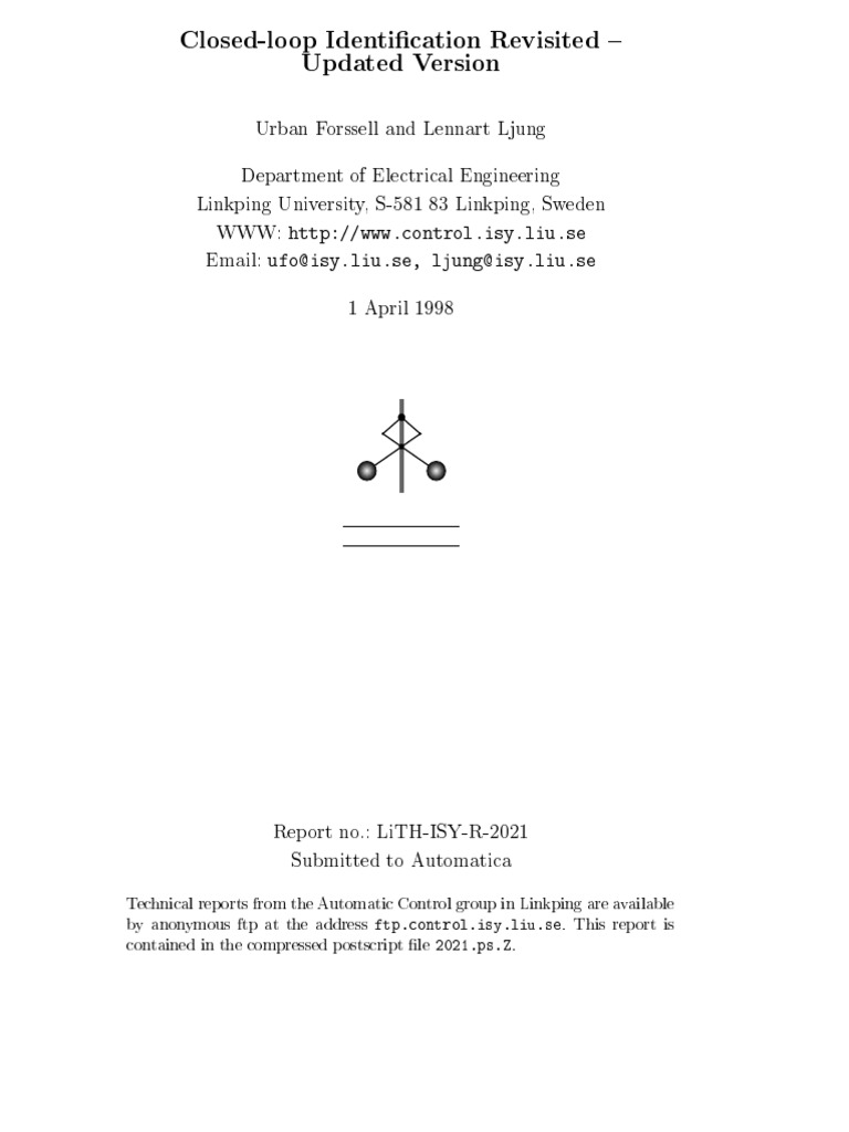 Closed-Loop Identification Revisited | PDF | Feedback | Estimator