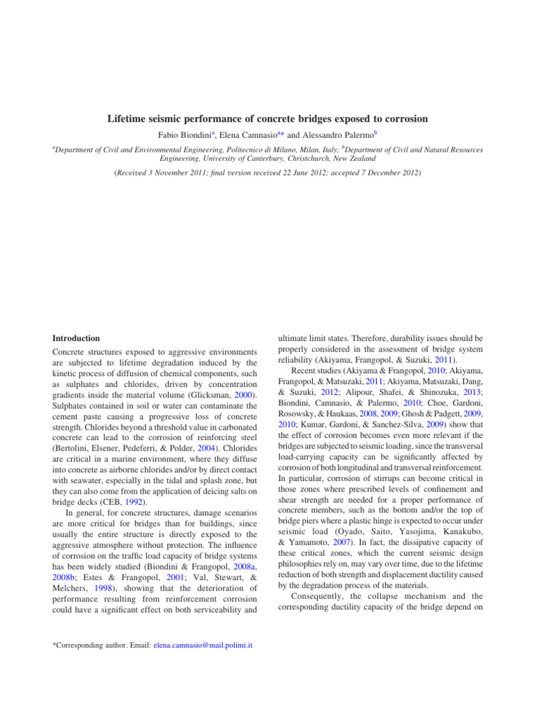 Lifetime Seismic Performance of Concrete Bridges Exposed To Corrosion ...