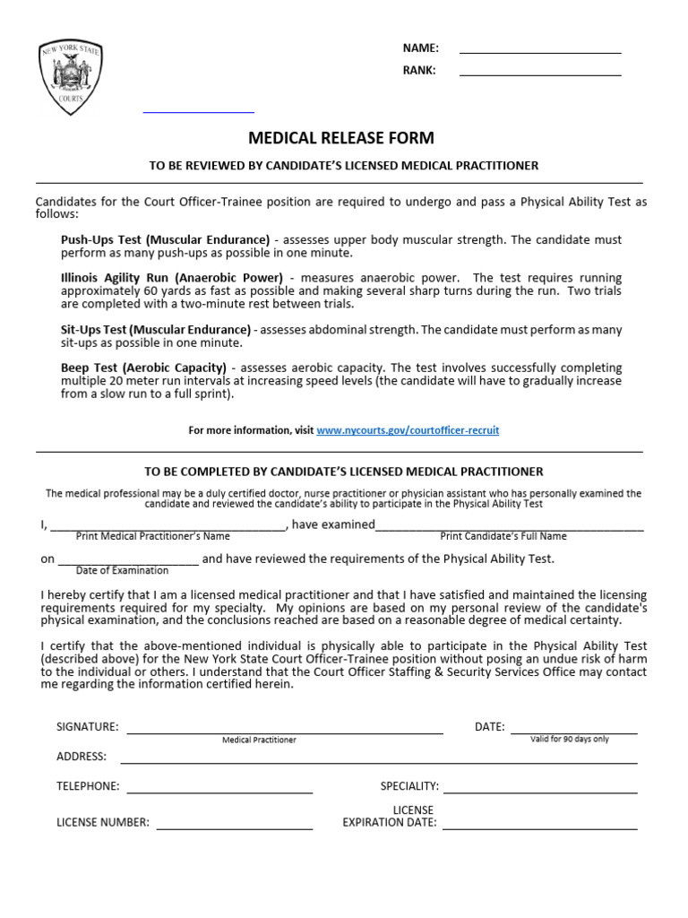COT Medical Release Form | PDF | Health Care | Social Programs