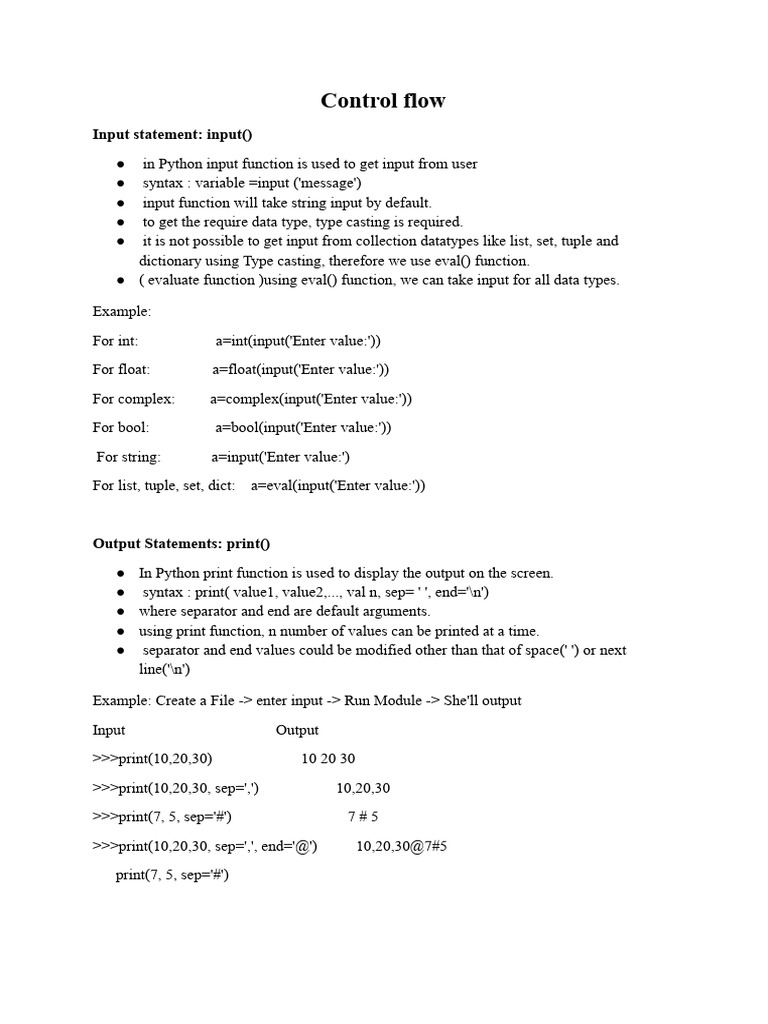 Input Output & Control Flow Statements | PDF | Control Flow | Parameter (Computer Programming)
