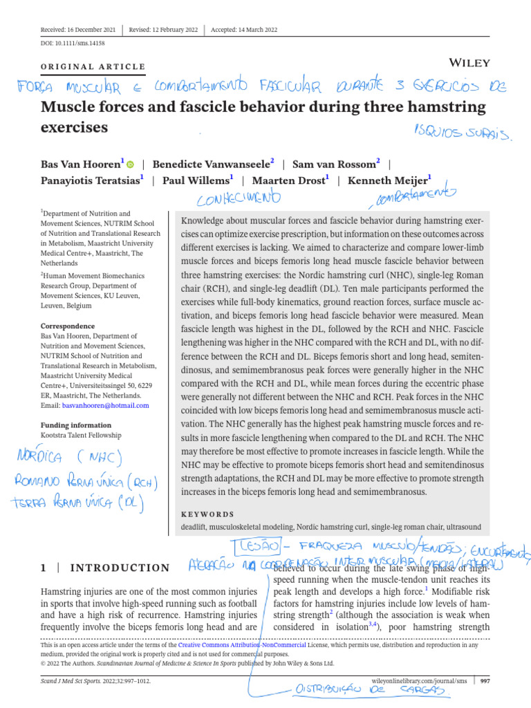 Muscle Forces and Fascicle Behavior During Three Hamstring Exercises ...