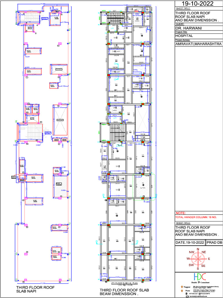Third Floor Roof Slab Napi & Beam Dimension of DR - Harwani | PDF