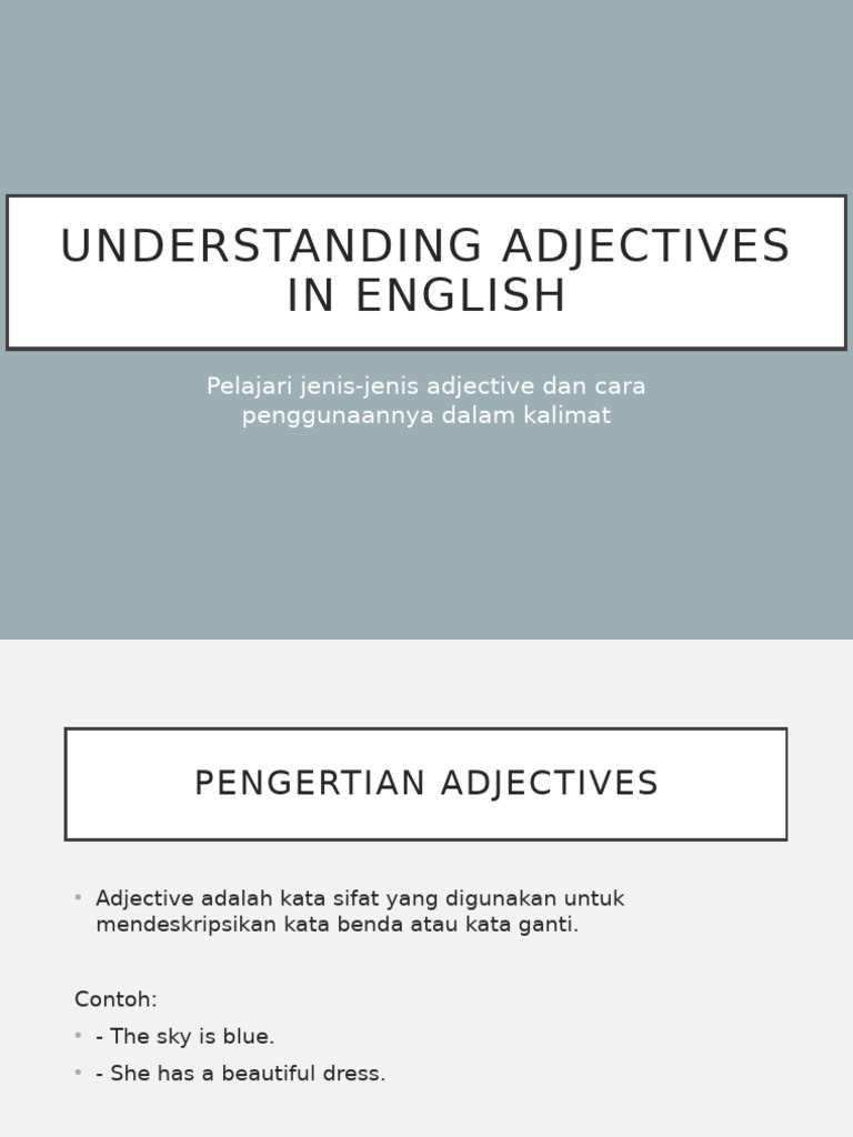 Adjectives Presentation | PDF | Morphology | Linguistics