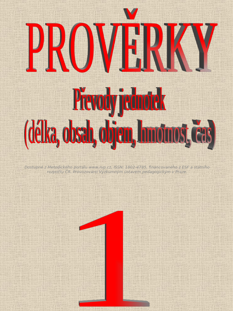 Prověrky Délka, Obsah, Objem, Hmotnost | PDF
