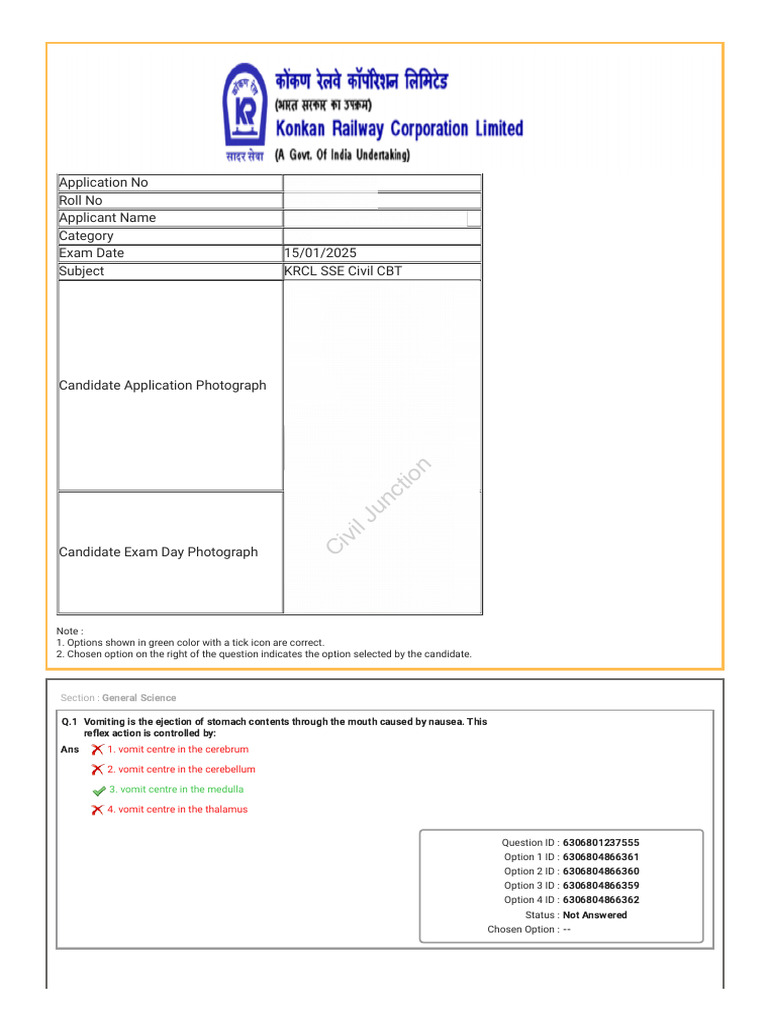 Konkan Railway KRCL SSE Civil 15 Jan 2025 Paper TCS | PDF | Cellular ...