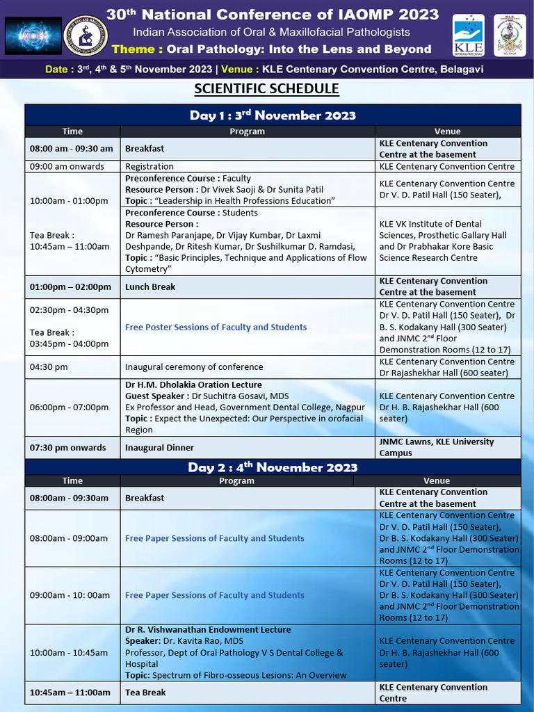 30th Iaomp Scientific Schedule | PDF