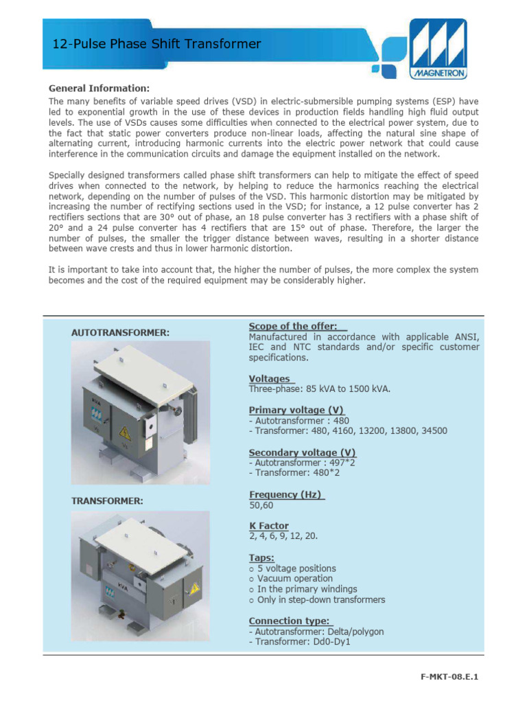 12 Pulse Phase Shift Transformers | PDF | Transformer | Rectifier