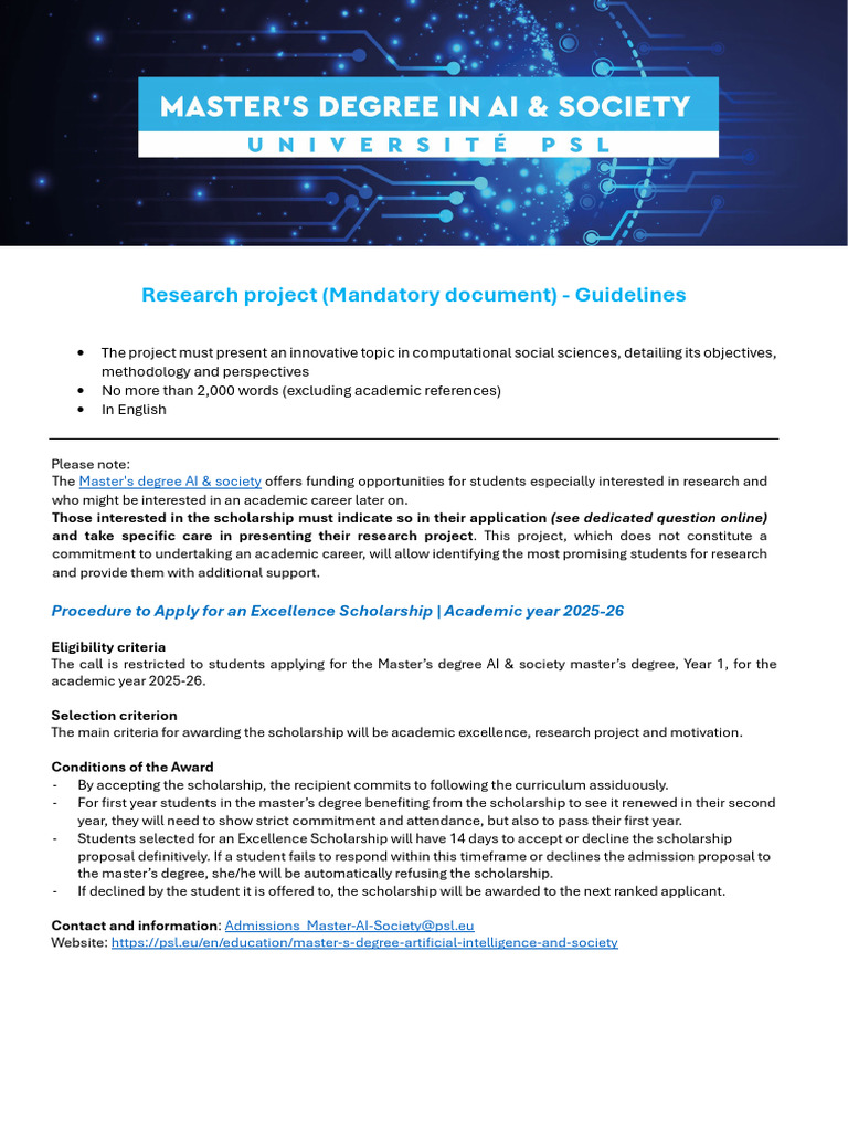 AI & Society Master's Scholarship Guidelines | PDF