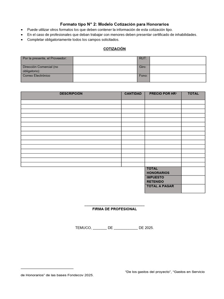 5._Formato_tipo_Ndeg_2_Modelo_Cotizacion_para_Honorarios | PDF
