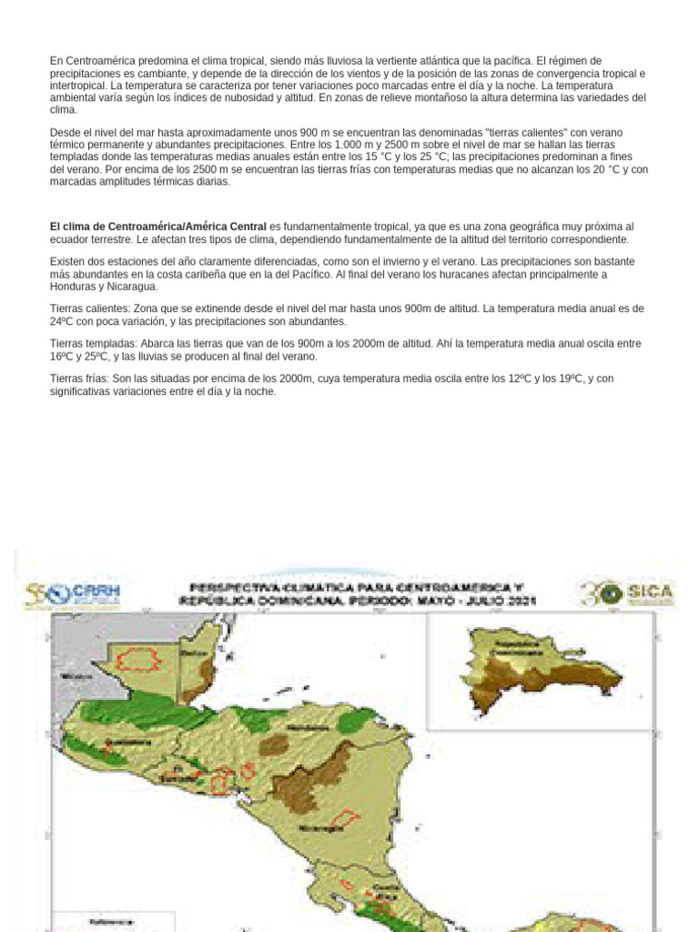 Climas de Centroamérica y sus Zonas | PDF