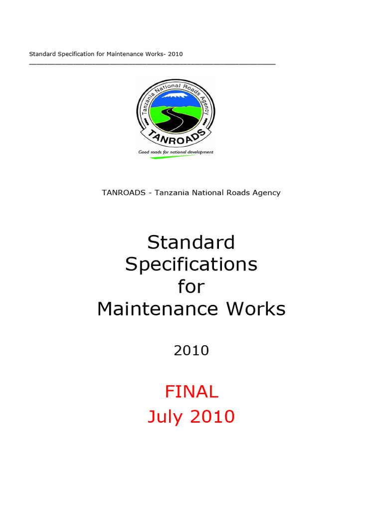 TANROADS Maintenance Works Standards 2010 | PDF | Road Surface | Road