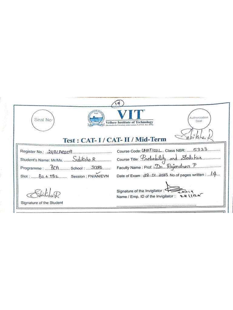 WINSEM2024-25_BMAT102L_TH_VL2024250501048_SAMPLE-ANSWER-SHEETS-CAT1 | PDF