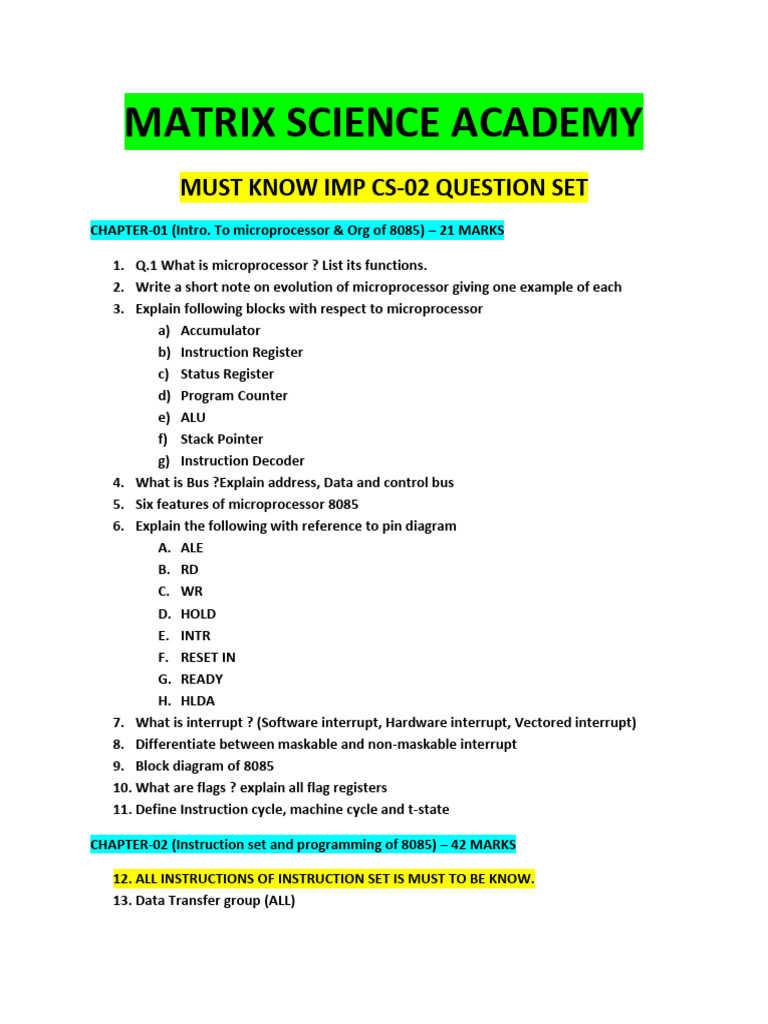 Essential 8085 Microprocessor Study Guide | PDF | Computer Network | Digital Electronics