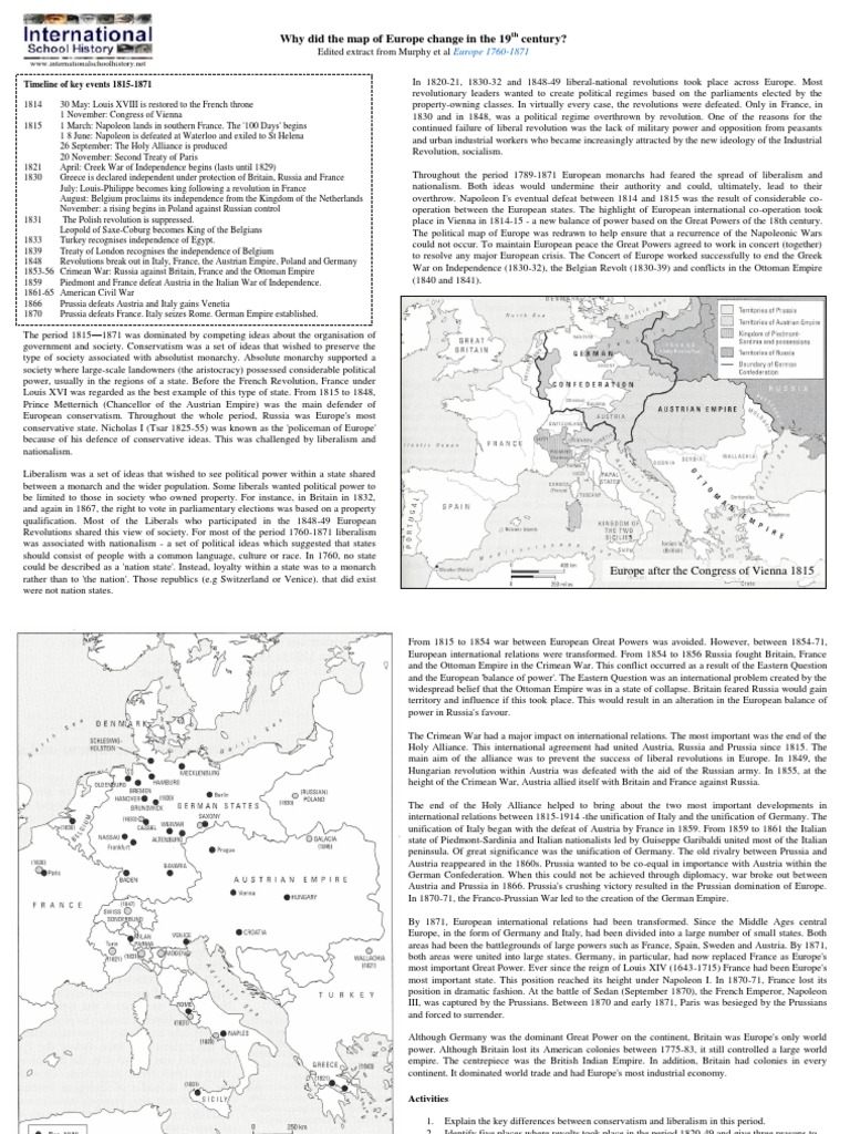 6.1 Changing Map of Europe in The 19th Century | PDF | Russian Empire ...
