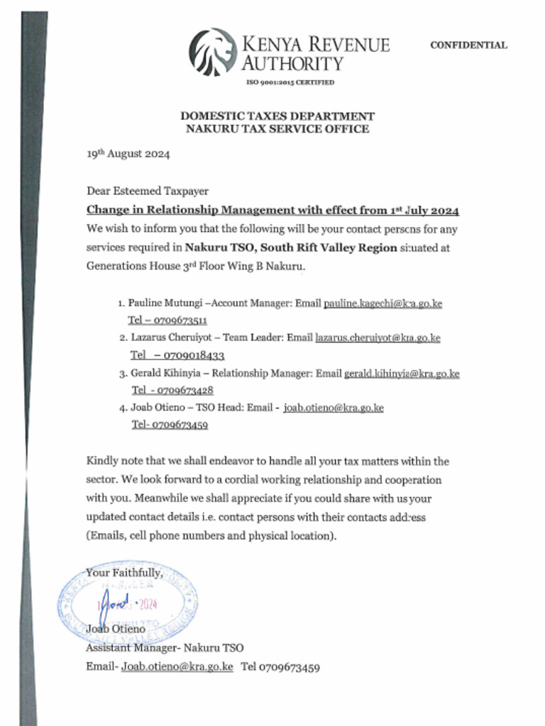 Account Manager Notification Letter | PDF