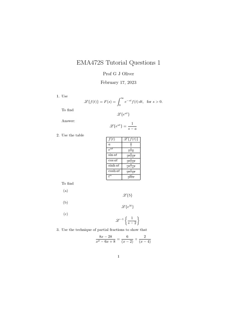 EMA472S Tut1 | PDF