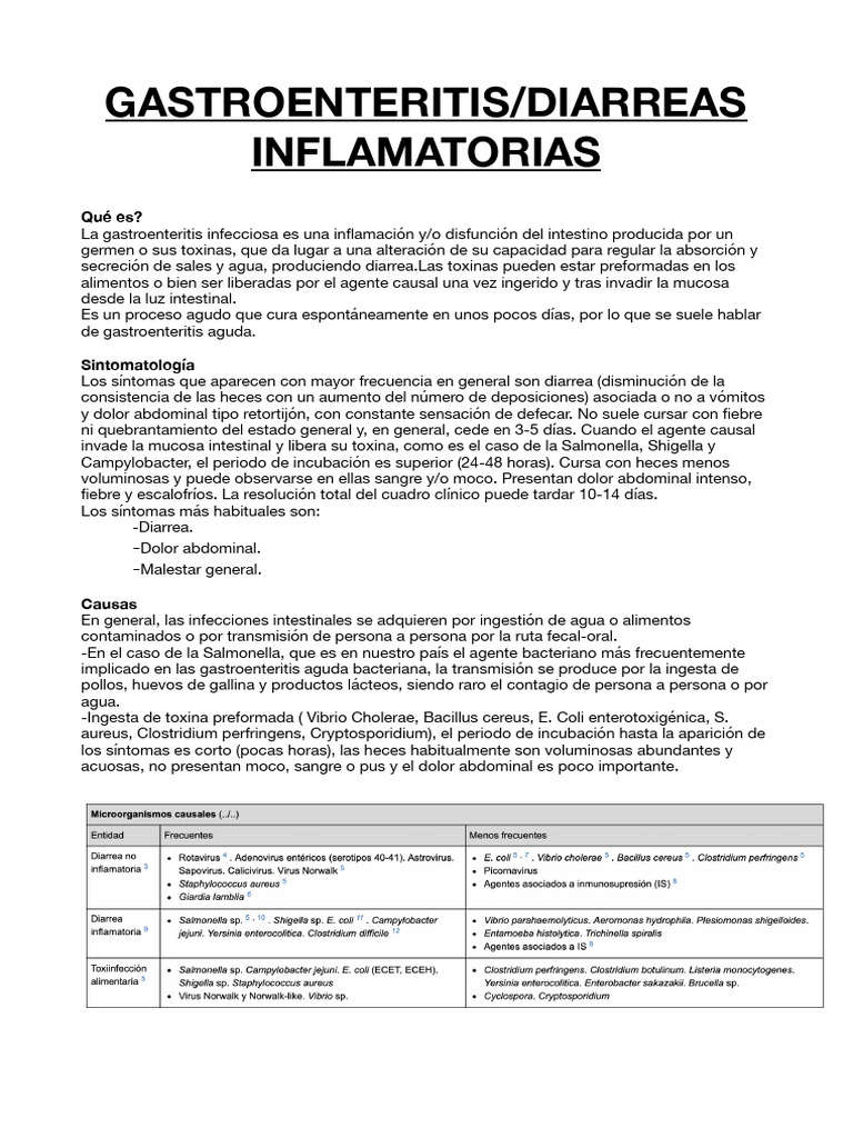 Gastroenteritis : Diarreas inflamat | PDF | Diarrea | Enfermedades y ...