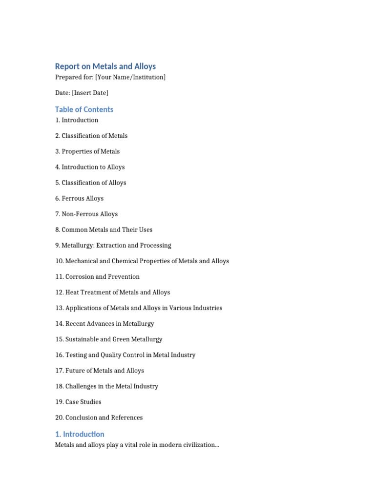 Metals and Alloys Report | PDF | Metals | Alloy