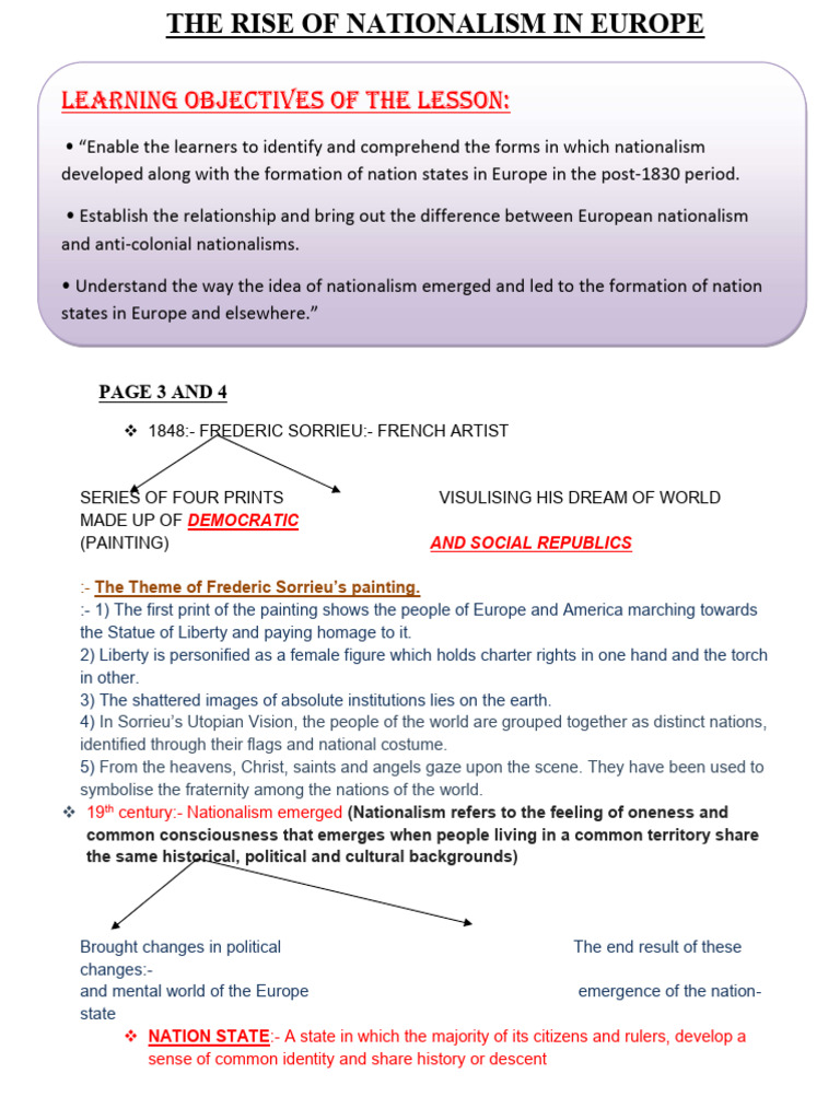 Rise of Nationalism in Europe (Notes) | PDF | Romanticism | Nationalism