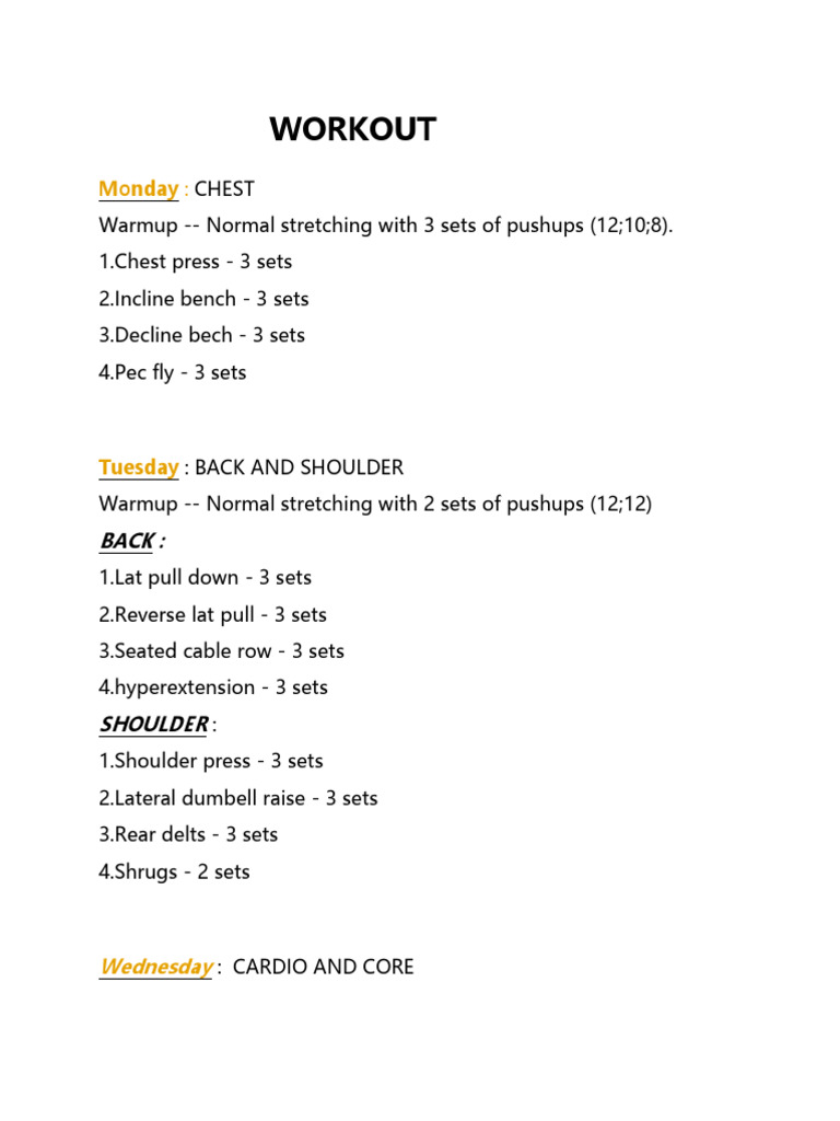 Weekly Workout Plan Strength Cardio Pdf