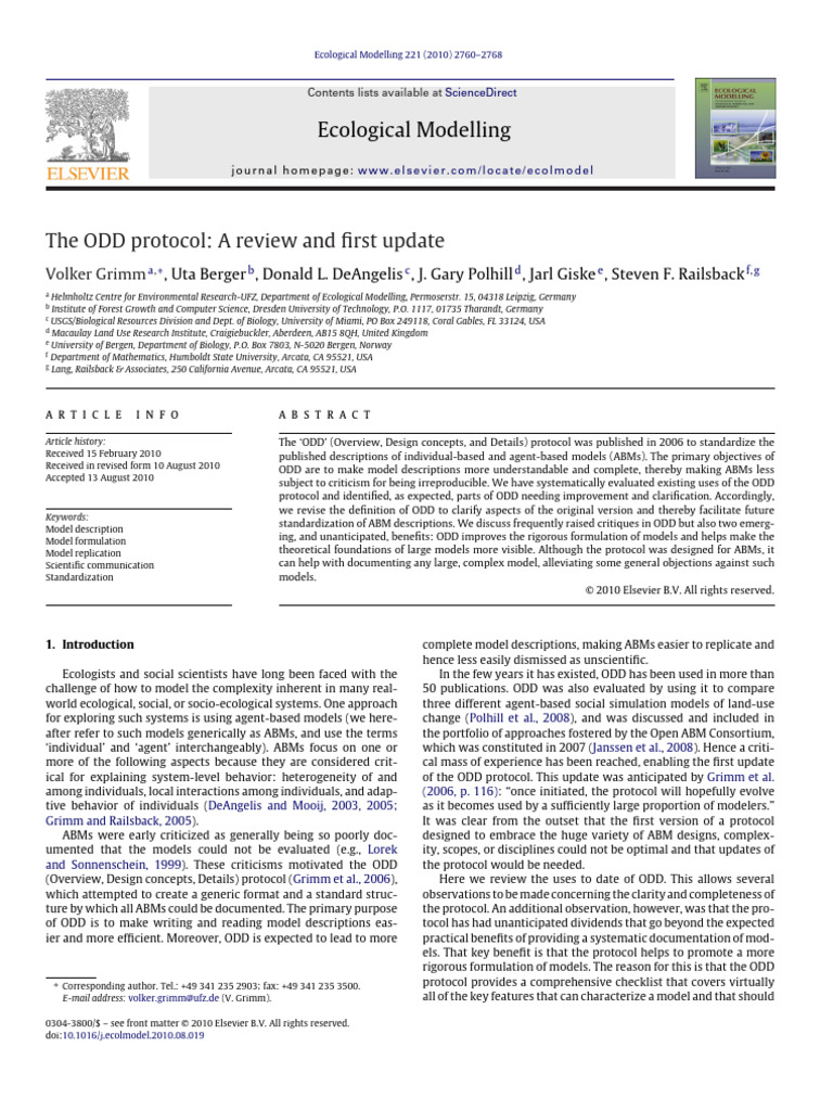 3 Grimm 2010 The ODD Protocol | PDF | Agent Based Model | Prediction