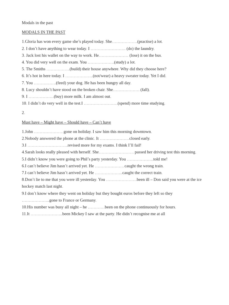 Understanding Past Modals in English | PDF