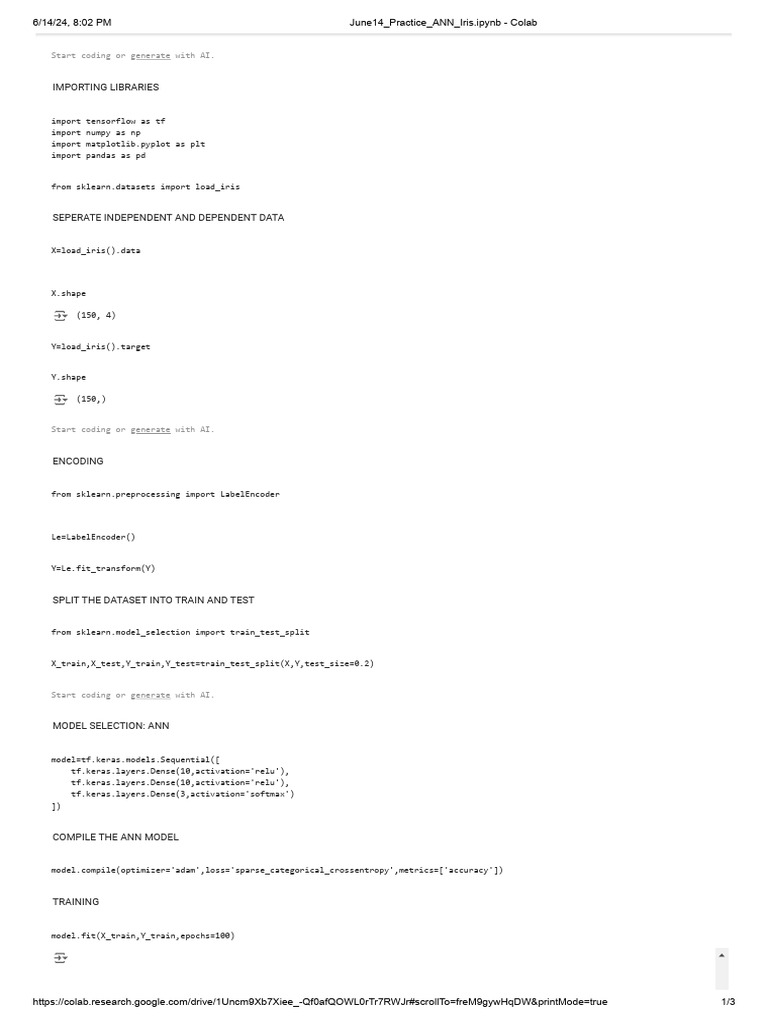 ANN Iris Classification Hands-On | PDF | Computational Neuroscience ...