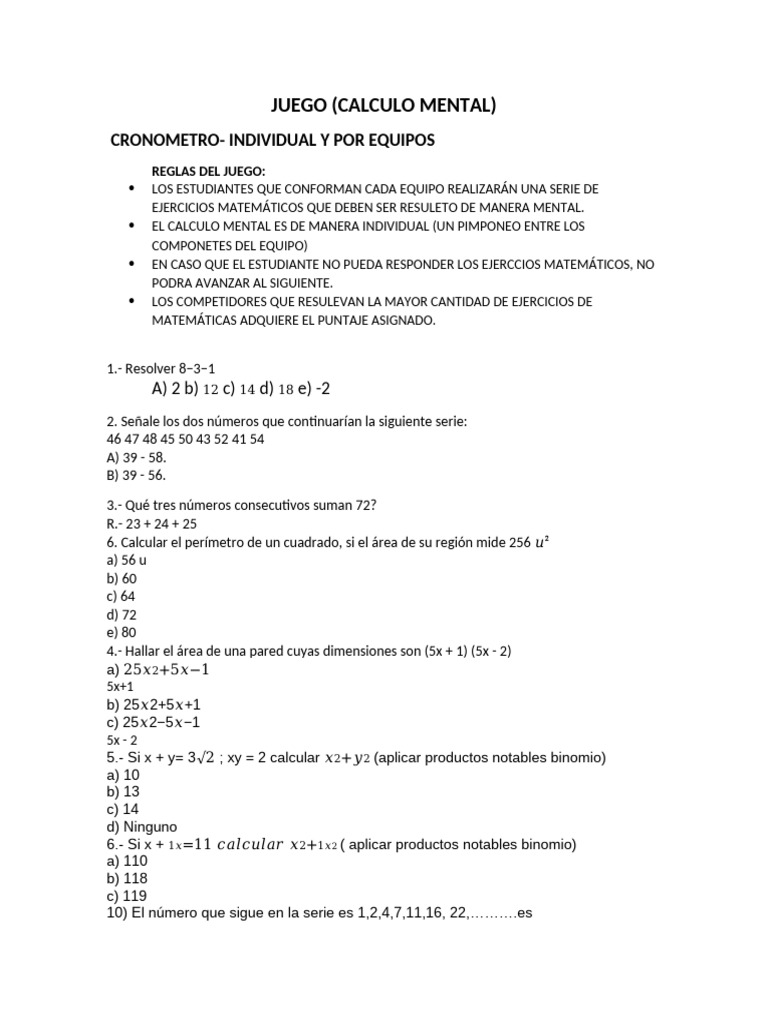 Banco de Preguntas Deparatmento de Tarija | PDF | Raíz cuadrada | Enlace químico