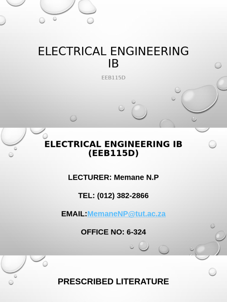 Electrical Engineering IB-Course Overview | PDF | Network Analysis ...