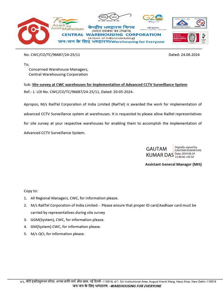 Letter To WHM CCTV 240624 | PDF | Warehouse