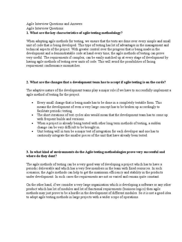 Agile Interview Questions and Answers | PDF | Software Development Process | Agile Software ...