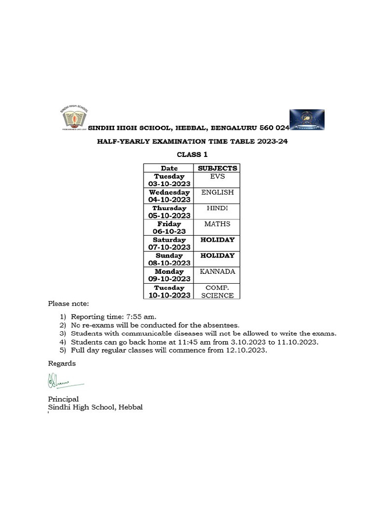 Class 1 Work Sheet Time Table | PDF